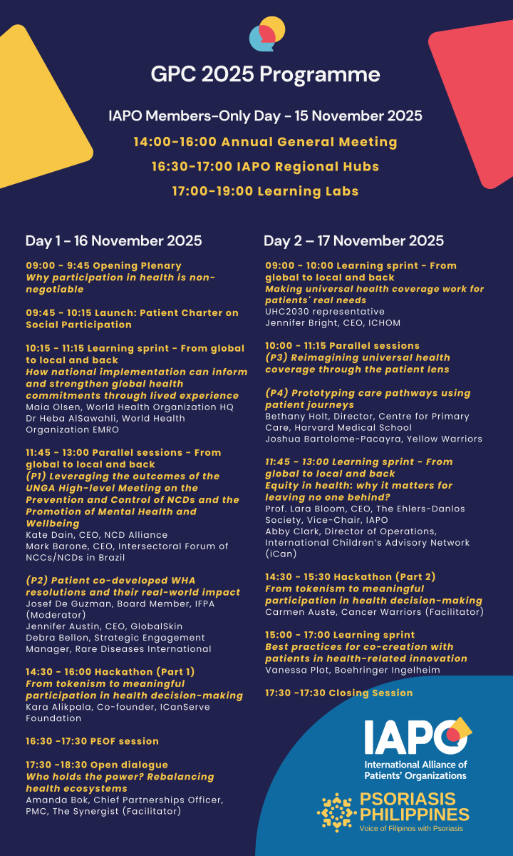 GPC 2025 Programme | International Alliance of Patients' Organizations